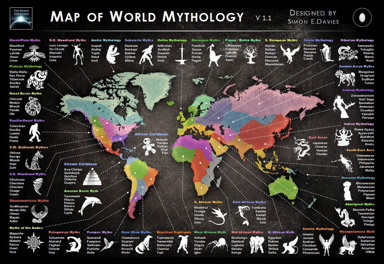 Here’s an Astonishing Map of World Mythology | Grand Temple of Horus ...